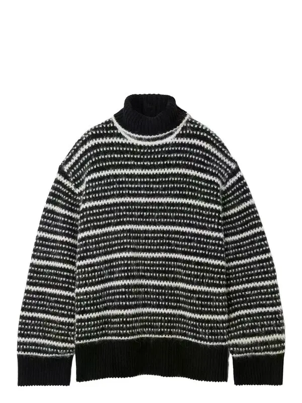 TOTEME Wool-blend Striped Turtleneck Sweater - Black