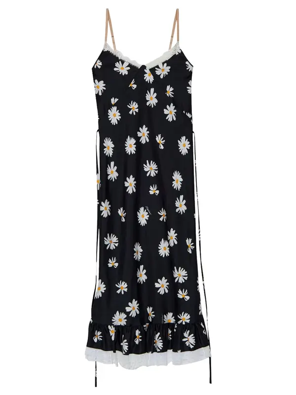 Moschino Daisy-print Midi Dress - Black