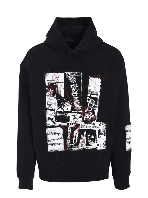 LES BENJAMINS Graphic-print Hoodie - Black