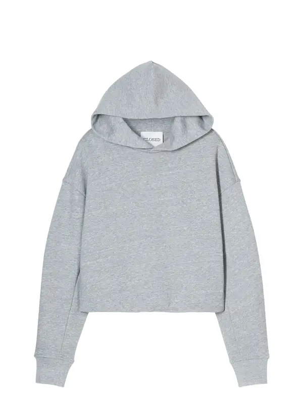 Closed Folded Hem Hoodie - Grey