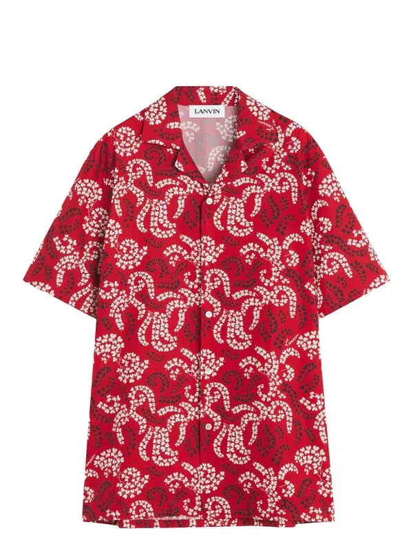 LANVIN Leaf-print Shirt - Red