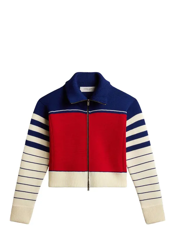 GOLDEN GOOSE Striped Wool Jacket - Red
