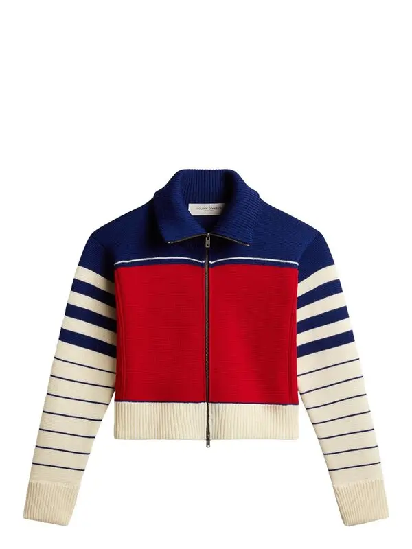 GOLDEN GOOSE Striped Wool Jacket - Red