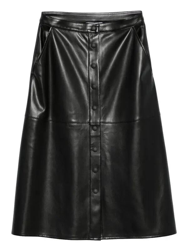 Patrizia Pepe Faux-leather Midi Skirt - Black