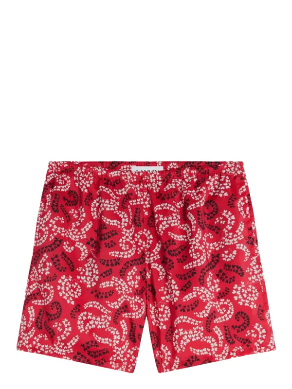 LANVIN Leaf-print Swim Shorts - Red