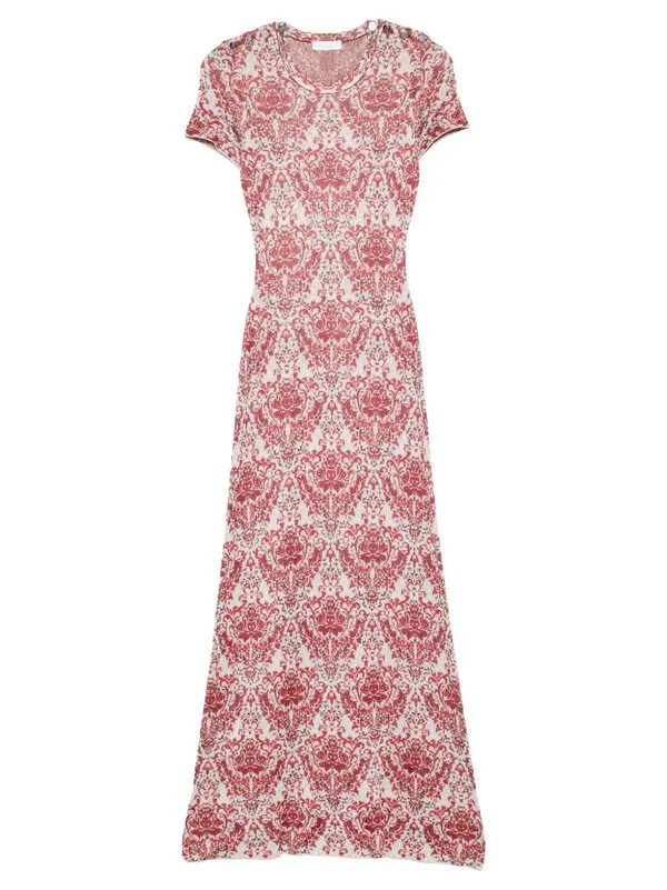 Rabanne Paisley Jacquard Knitted Maxi Dress - Red
