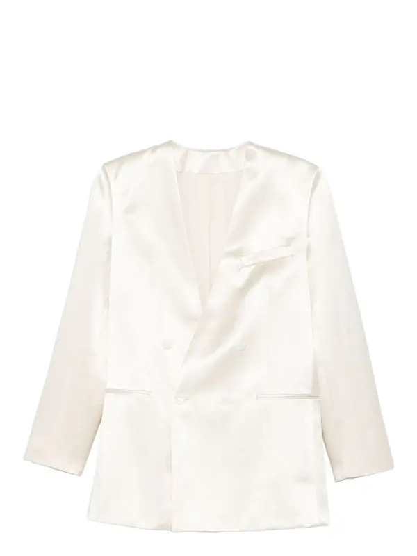 Philosophy Di Lorenzo Serafini Satined Double-breasted Blazer - White