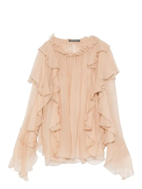 Alberta Ferretti Chiffon Blouse - Neutrals