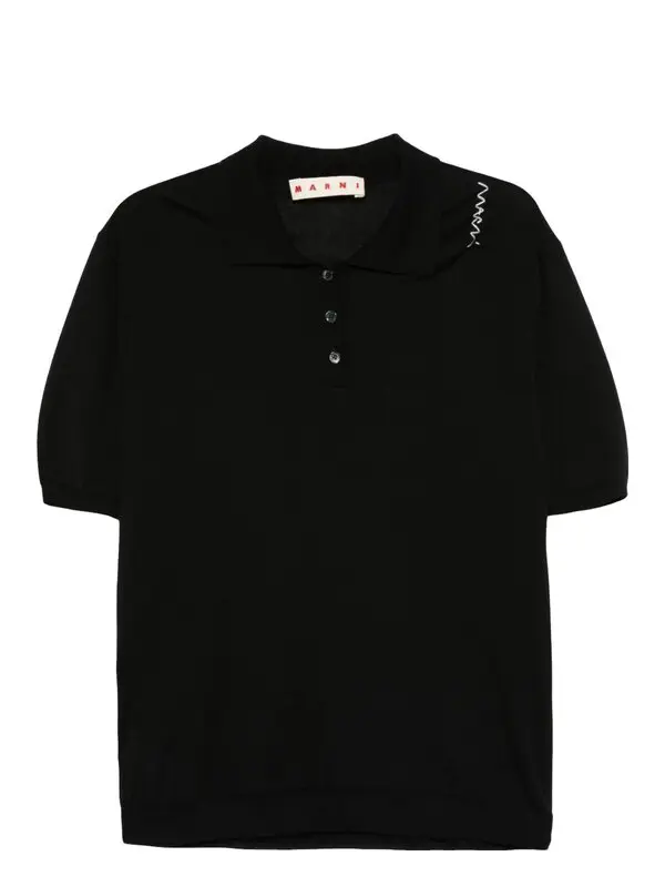Marni Knitted Polo Top - Black