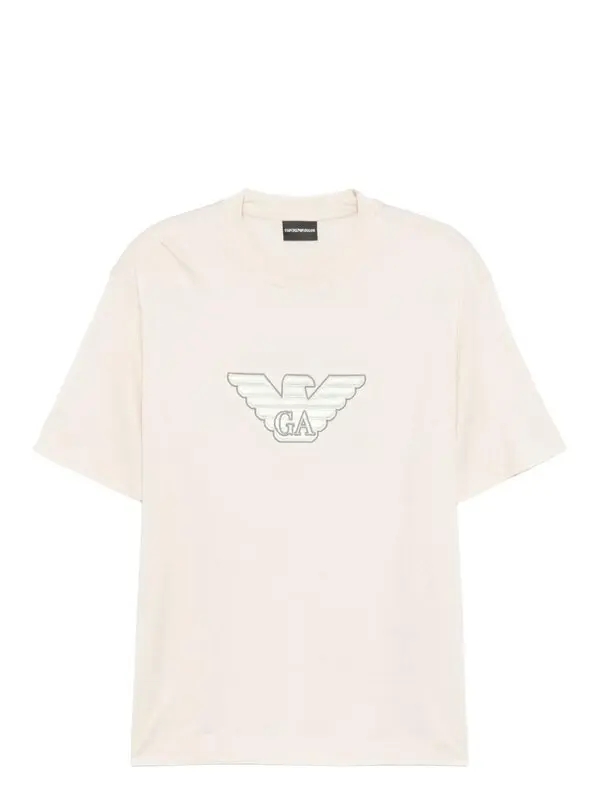 Emporio Armani Logo-embroidered T-shirt - Neutrals