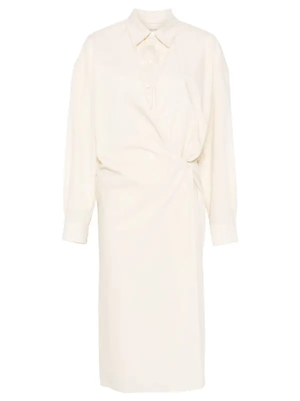 LEMAIRE Straight-collar Twisted Midi Dress - Neutrals