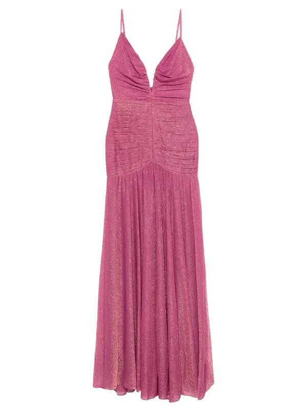 PatBO Metallic Plunge Maxi Dress - Purple