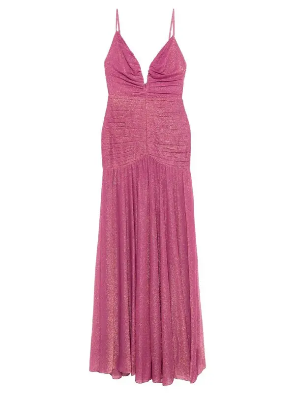 PatBO Metallic Plunge Maxi Dress - Purple
