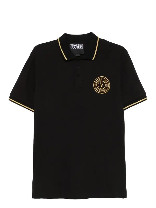 Versace Logo-embroidered Polo Shirt - Black