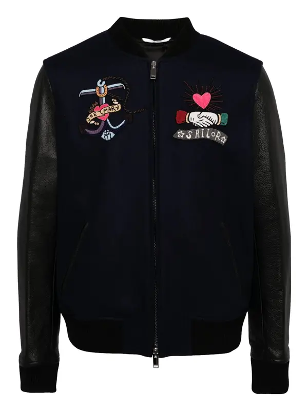 Valentino Garavani Bead-logo Detailing Jacket - Blue
