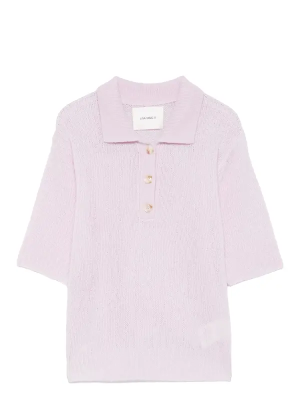 LISA YANG Masy Buttoned Polo Top - Purple