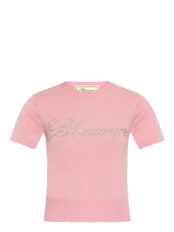 Blumarine Logo-embellished T-shirt - Pink