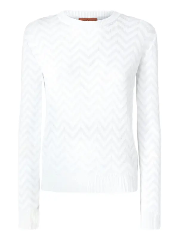 Missoni Chevron-knit Crew-neck Sweater - White