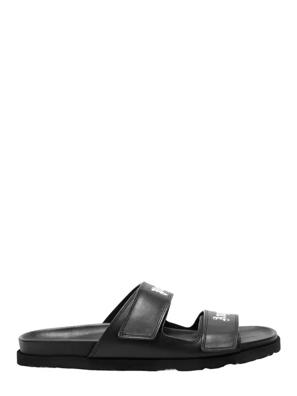 Palm Angels Logo Leather Sandals - Black