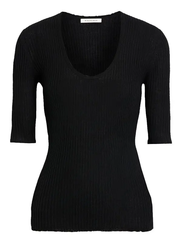 BY MALENE BIRGER Remoni Ribbed Merino Wool Top - Black