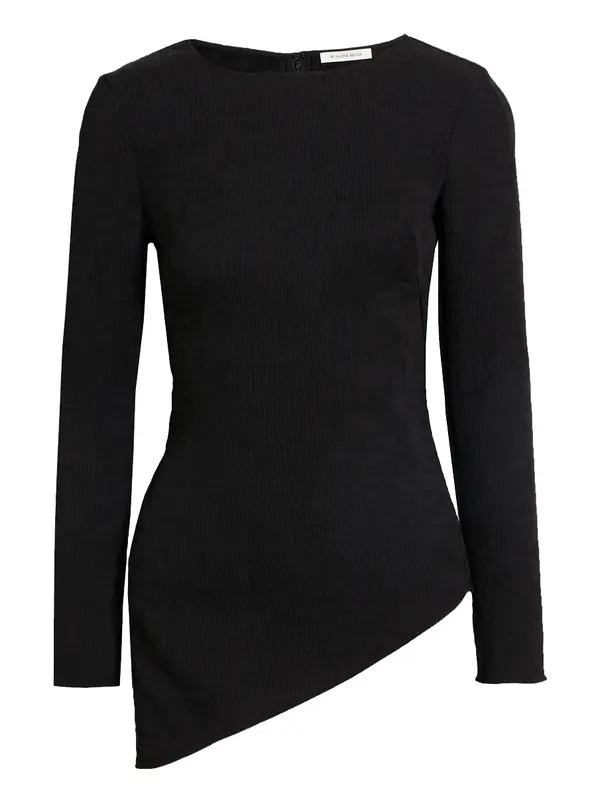 BY MALENE BIRGER Simone Asymmetric Plissé Top - Black