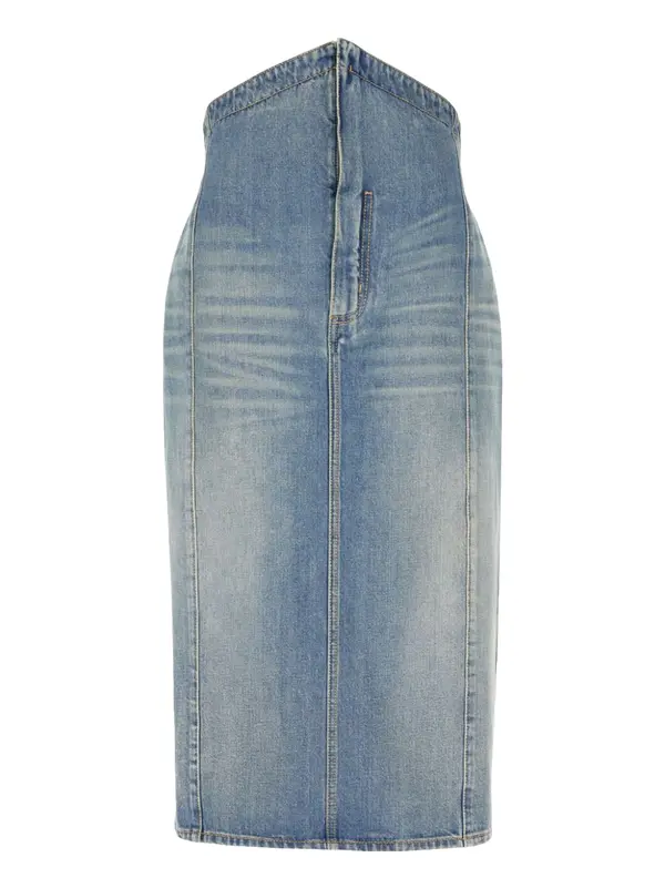 Alexander McQueen Denim Midi Skirt - Blue