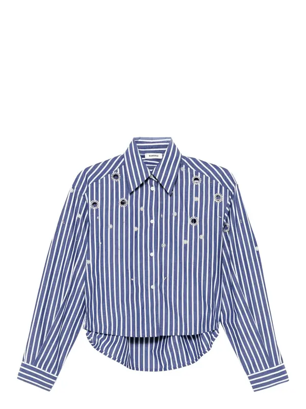 Sandro Striped Poplin Shirt - Blue