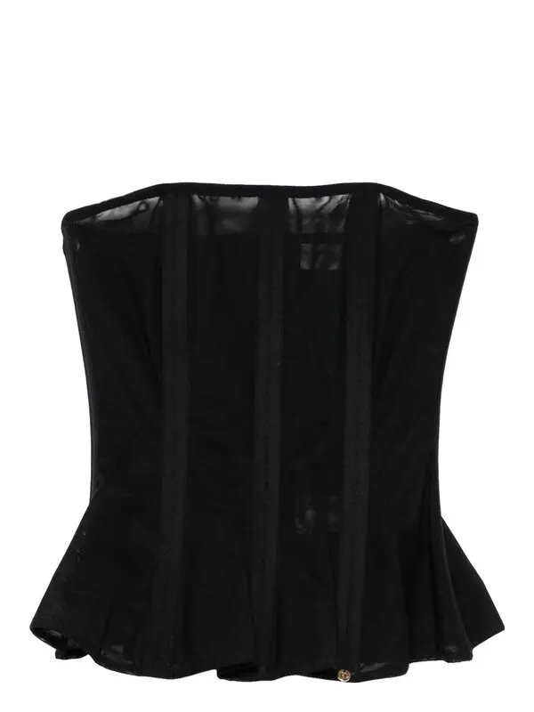 NISSA Semi-sheer Corset Top - Black