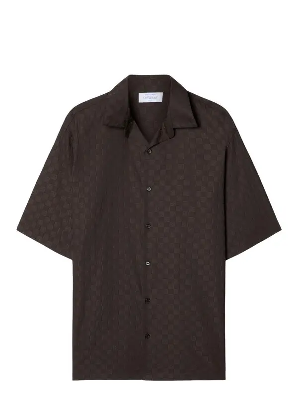 Off-White Damier Cot-jacquard Shirt - Brown