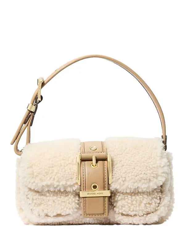 Michael Kors Colby Shearling Shoulder Bag - Natural