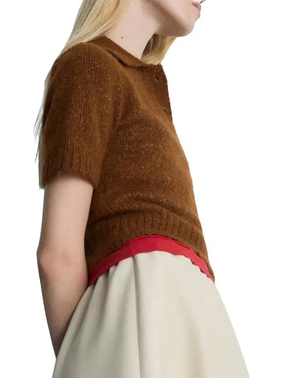 Mango Crop Polo Sweater - Brown