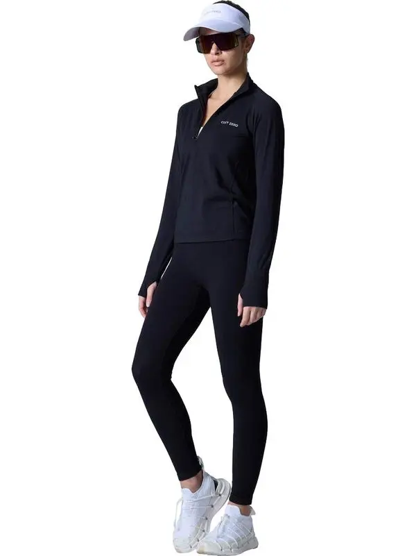 COZY ZERO Tech Merino Half Zip Long Sleeve Base Layer - Black