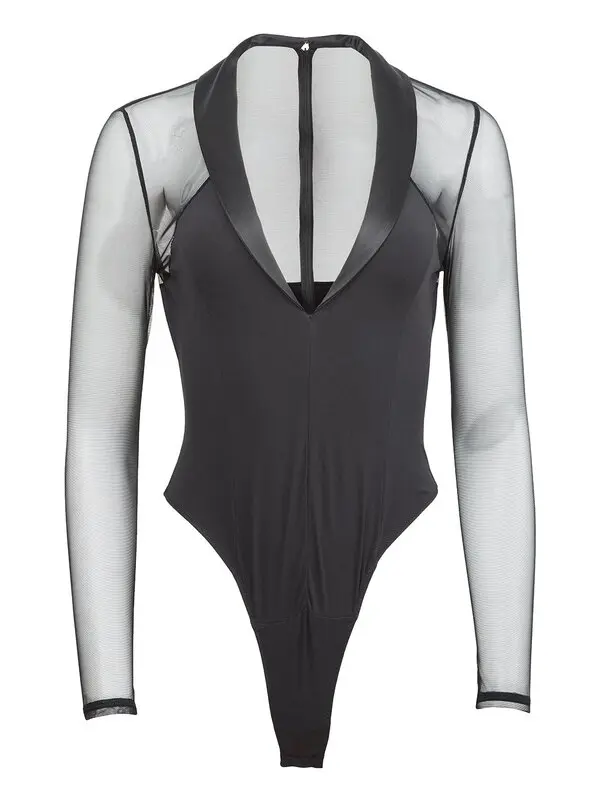 Fleur Du Mal Tuxedo Bodysuit - Black