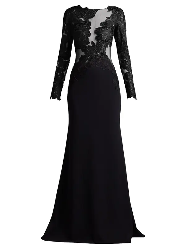 Tadashi Shoji Sheer-paneled Gown - Black
