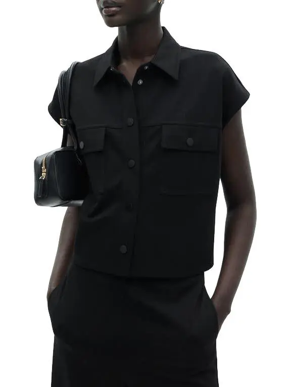 Mango Oversized Snap-front Vest - Black