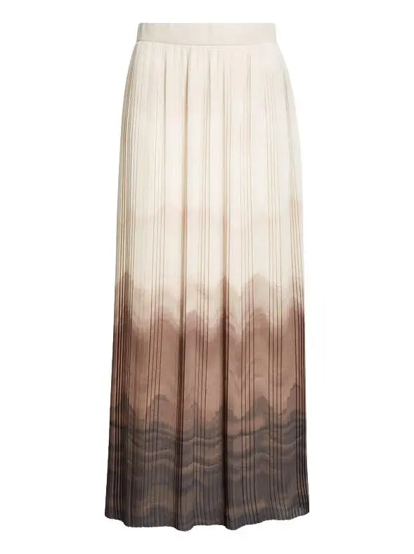 Eleventy Pleated Ombré Midi Skirt - Sand