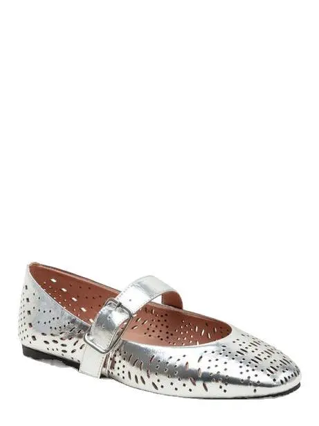 Linea Paolo Miller Mary Jane Flat - Silver