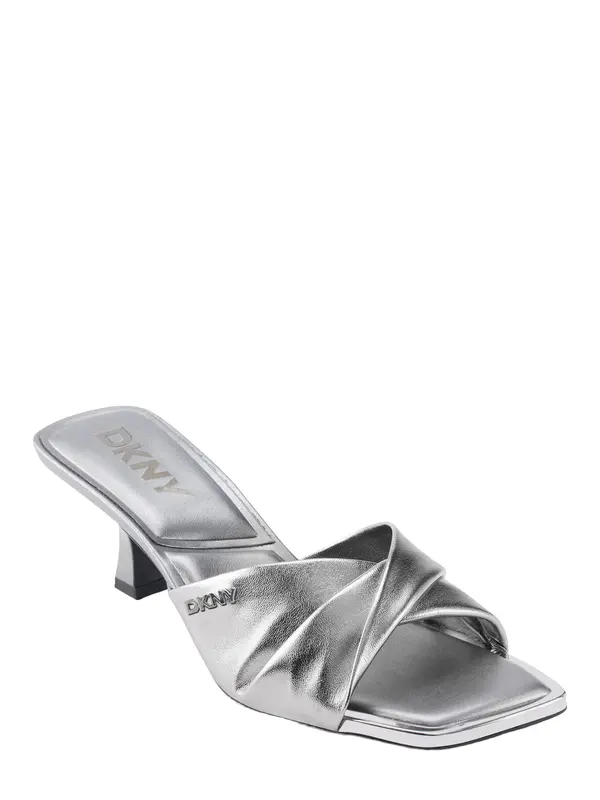 Dkny Jolaine Metallic Twist Slide Sandal - Nickel