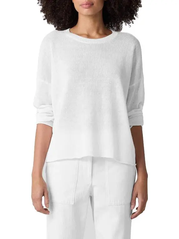Eileen Fisher Crewneck Organic Blend Sweater - White