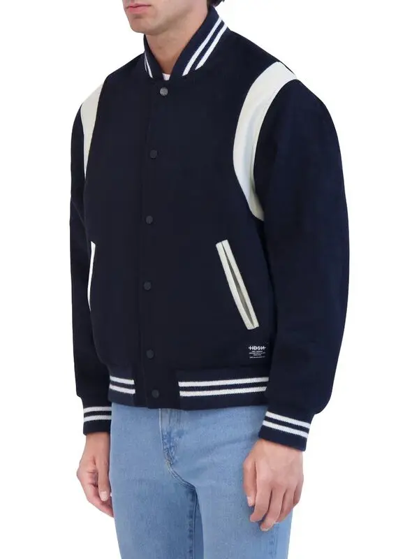 Hudson Jeans Wool Varsity Jacket - Navy
