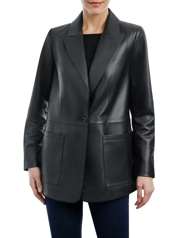 Michael Kors Leather Oversized Blazer - Black