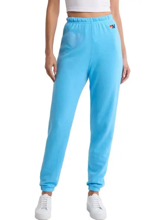 Aviator Nation Glitter Heart Sweatpants - Sky/ Blue