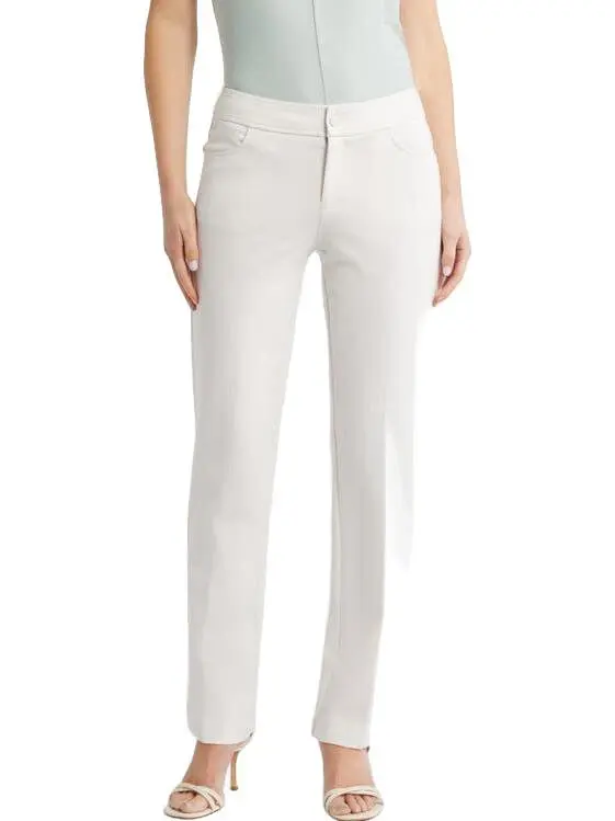 Anne Klein Flat Front Straight Leg Pants - White Dove