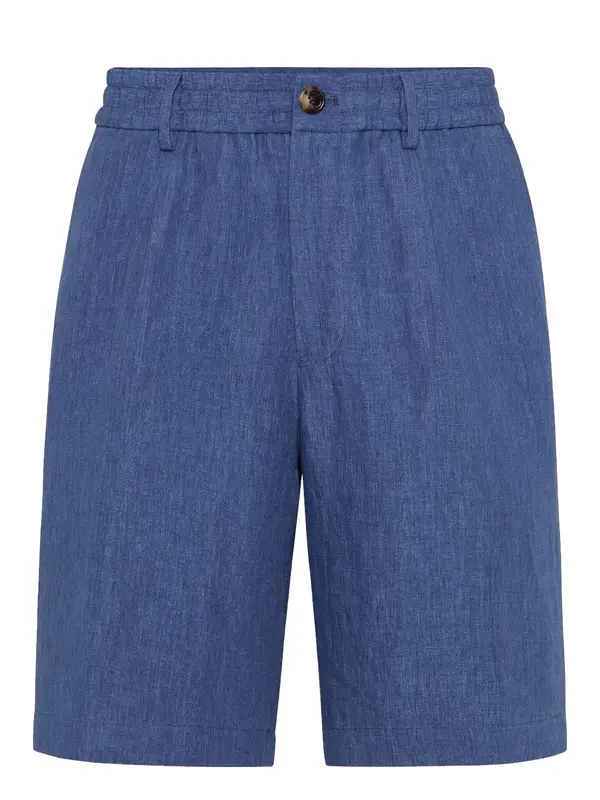 Brunello Cucinelli Linen Bermuda Shorts - Blue