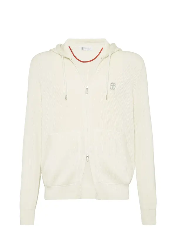 Brunello Cucinelli Ribbed-knit Hoodie - Neutrals