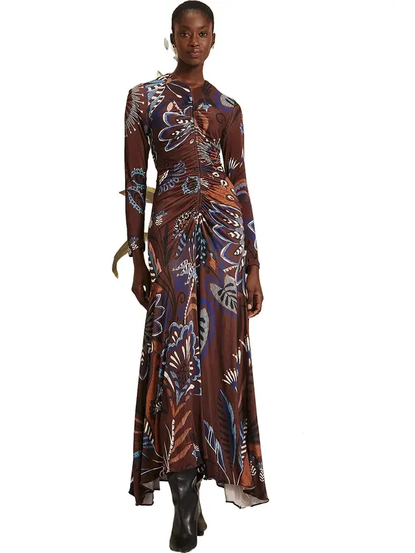 Farm Rio Garden Print Maxi Dress - Delicate Garden Brown