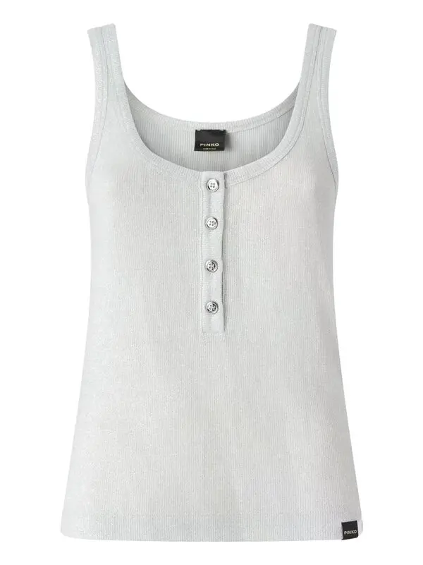 Pinko Metallic Tank Top - Silver