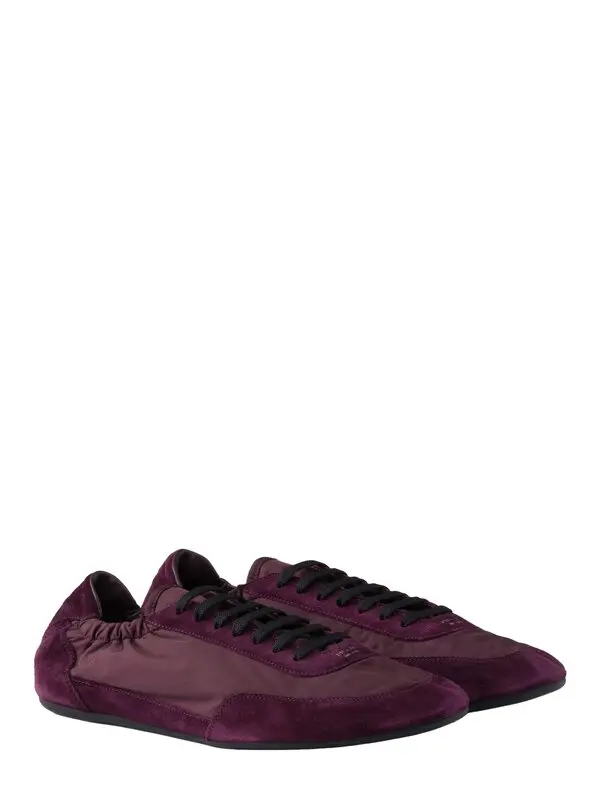 Prada Collapse Re-nylon And Suede Sneakers - Red