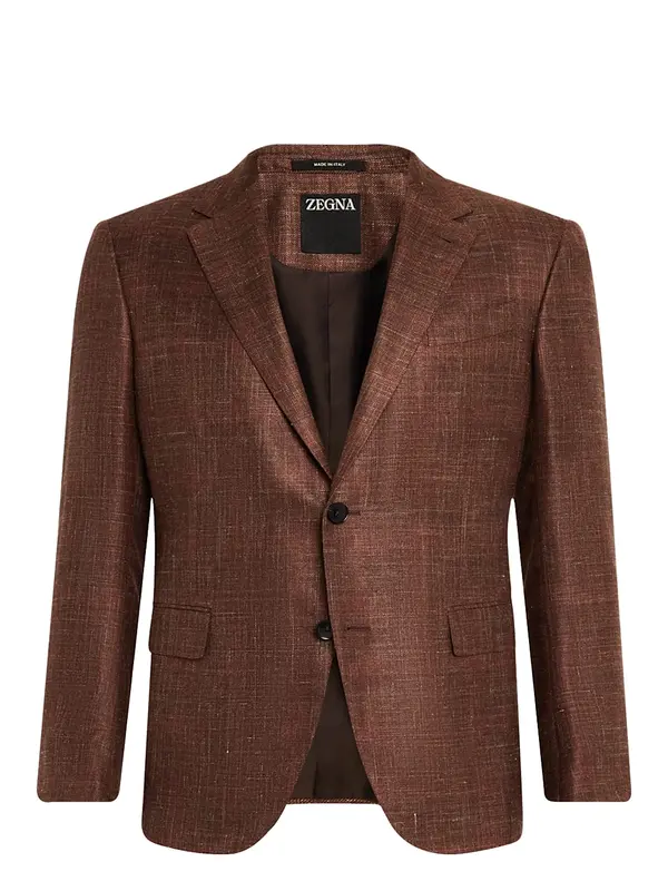 Zegna Melange Tonal Plaid Sport Coat - Dk Brw Ck