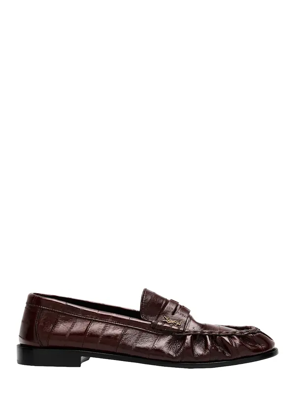 Saint Laurent Cassandre Eel Leather Penny Loafers - Scotch Brown